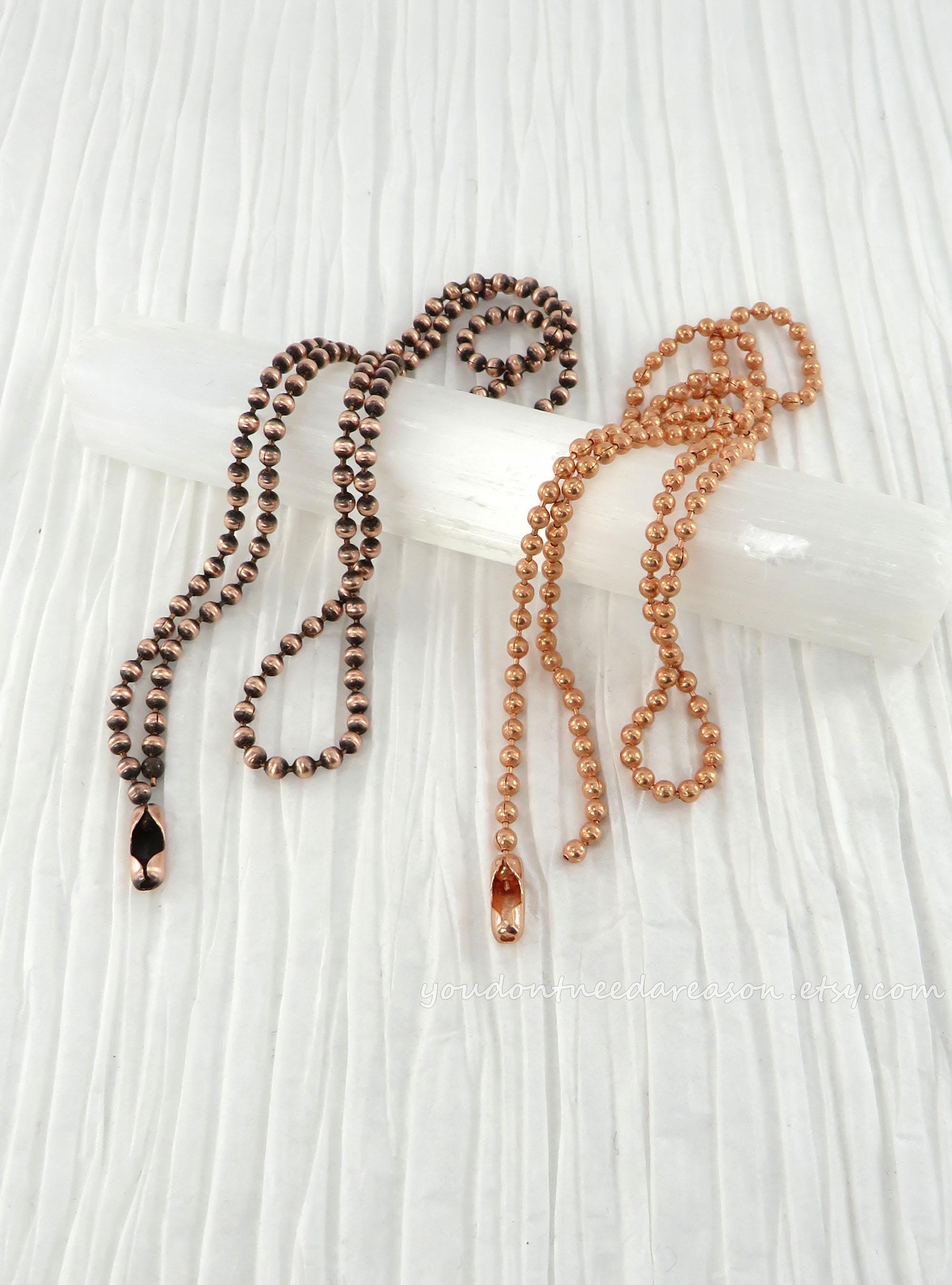 2.4mm Solid Copper Ball Bead Chain Necklace: Antiqued or Bare Copper - Etsy