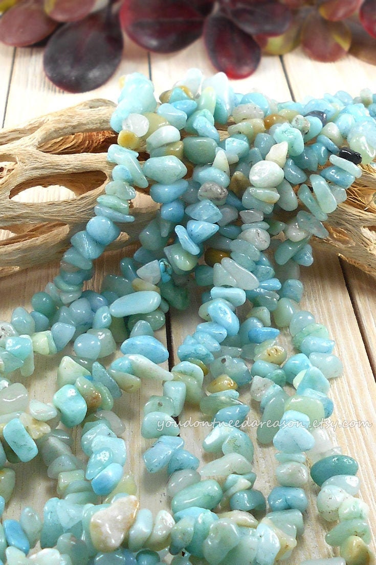 30 Strand of Natural Amazonite Chip Gemstone Beads | Etsy