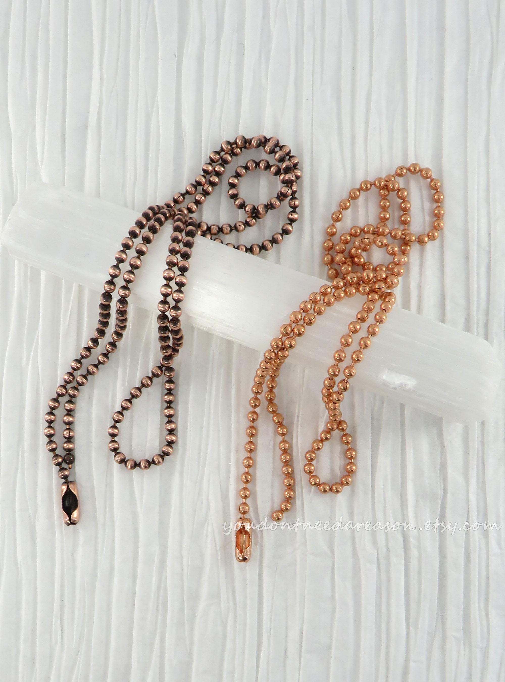 2.4mm Solid Copper Ball Bead Chain Necklace: Antiqued or Bare Copper - Etsy
