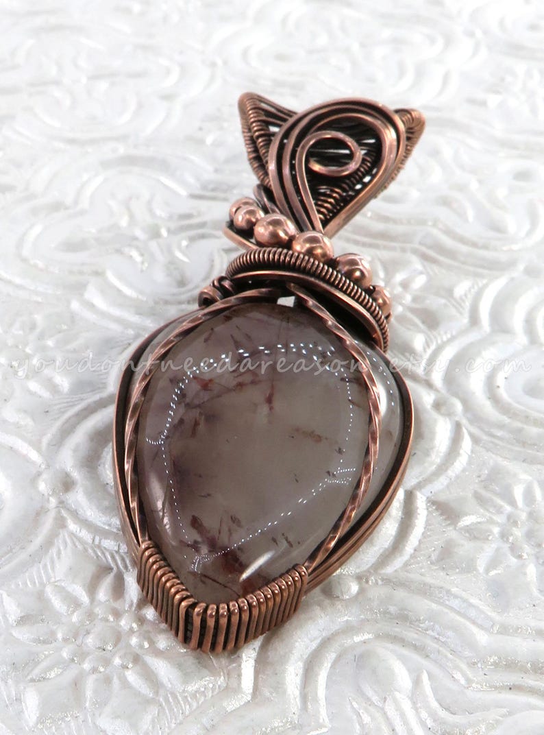 Handcrafted Sagenitic Red Rutile Quartz Pendant > Unique Antique Copper ...