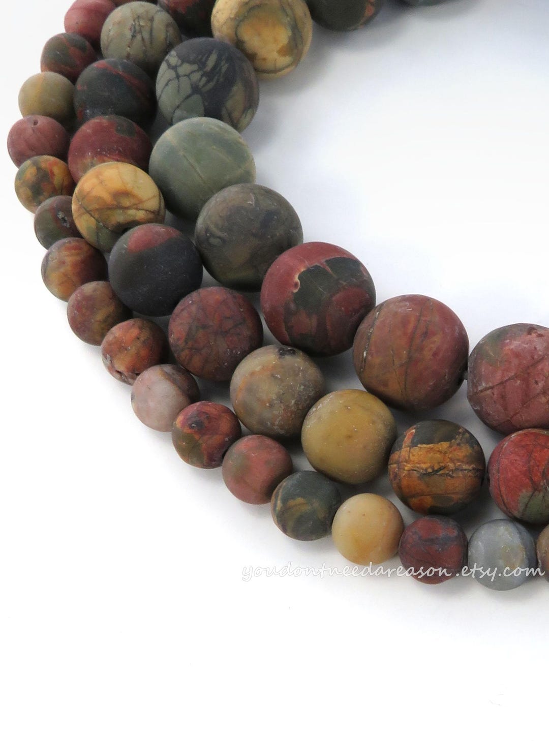 Frosted Picasso Jasper Beads – 6mm, 8mm, 10mm Matte Round Natural ...
