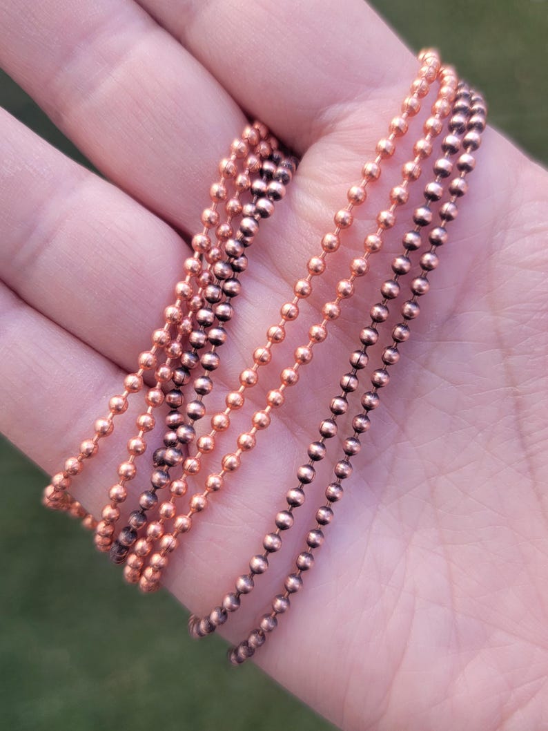 2.4mm Solid Copper Ball Bead Chain Necklace: Antiqued or Bare Copper - Etsy