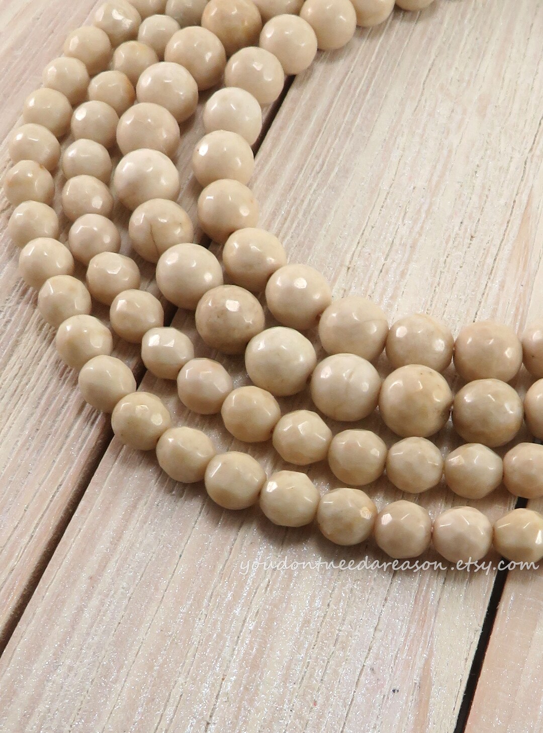 Faceted Round Fossil Gemstone Beads For Jewelry Making Faceted Gemstone Beads Beige Gemstone 