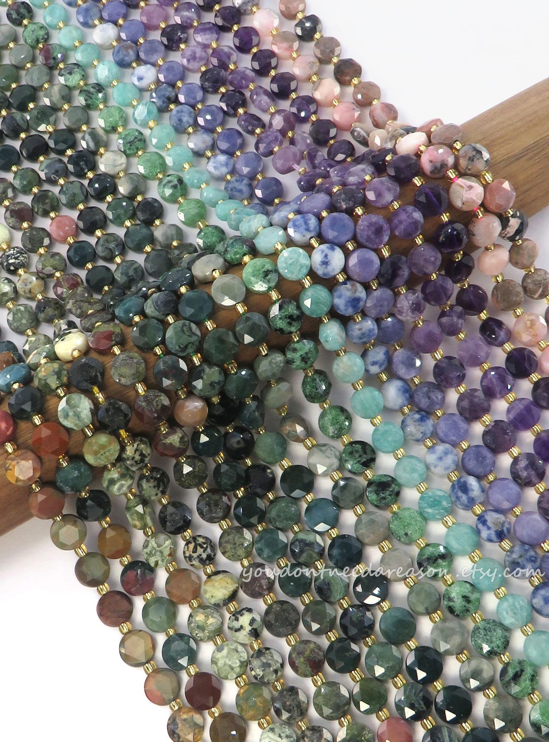 Faceted Flat Round Gemstone Beads (8-8.5x5mm) - Etsy