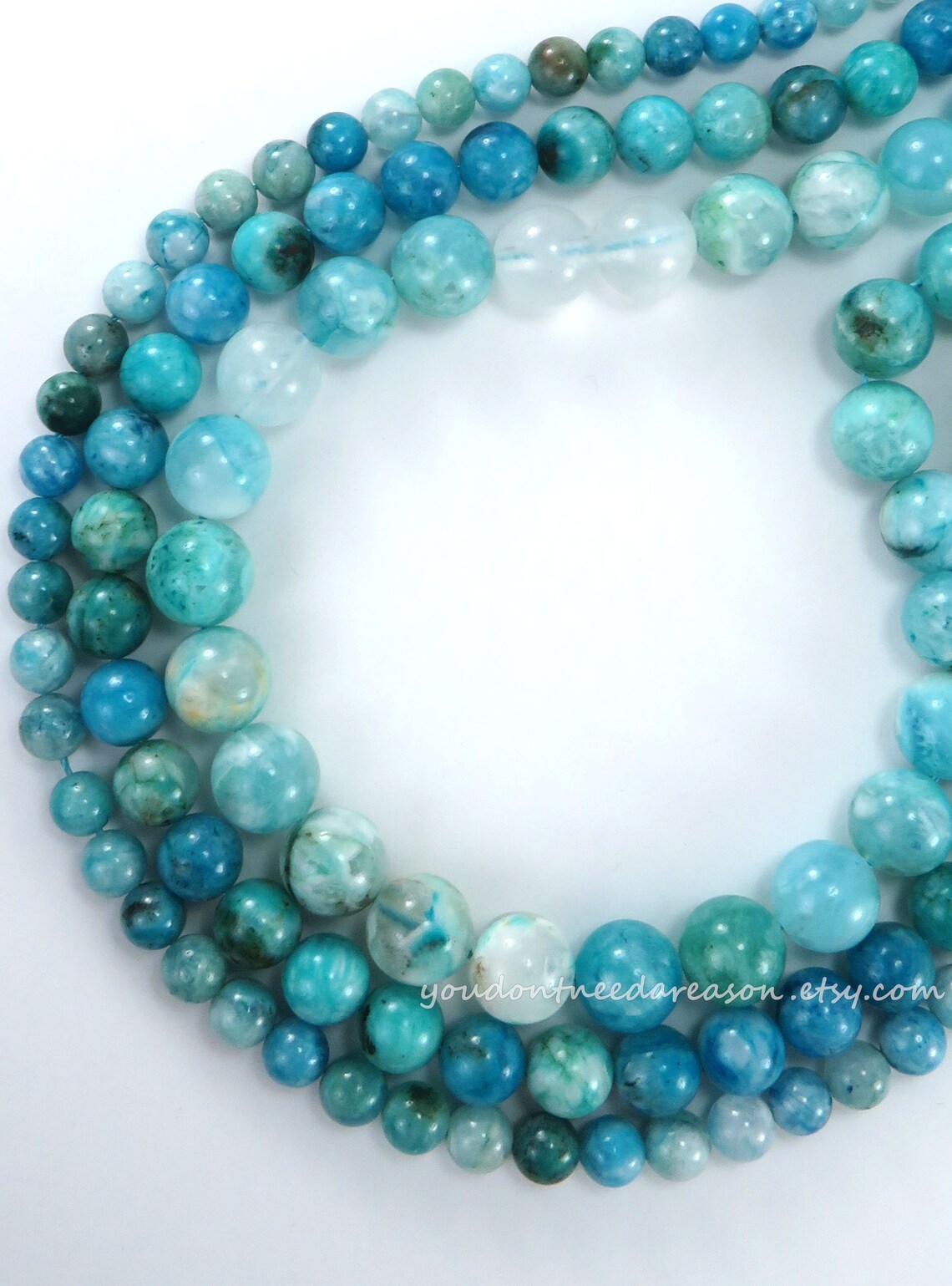 Natural Hemimorphite Round Beads – 6mm, 8mm, 10mm Dyed Cyan Gemstones ...
