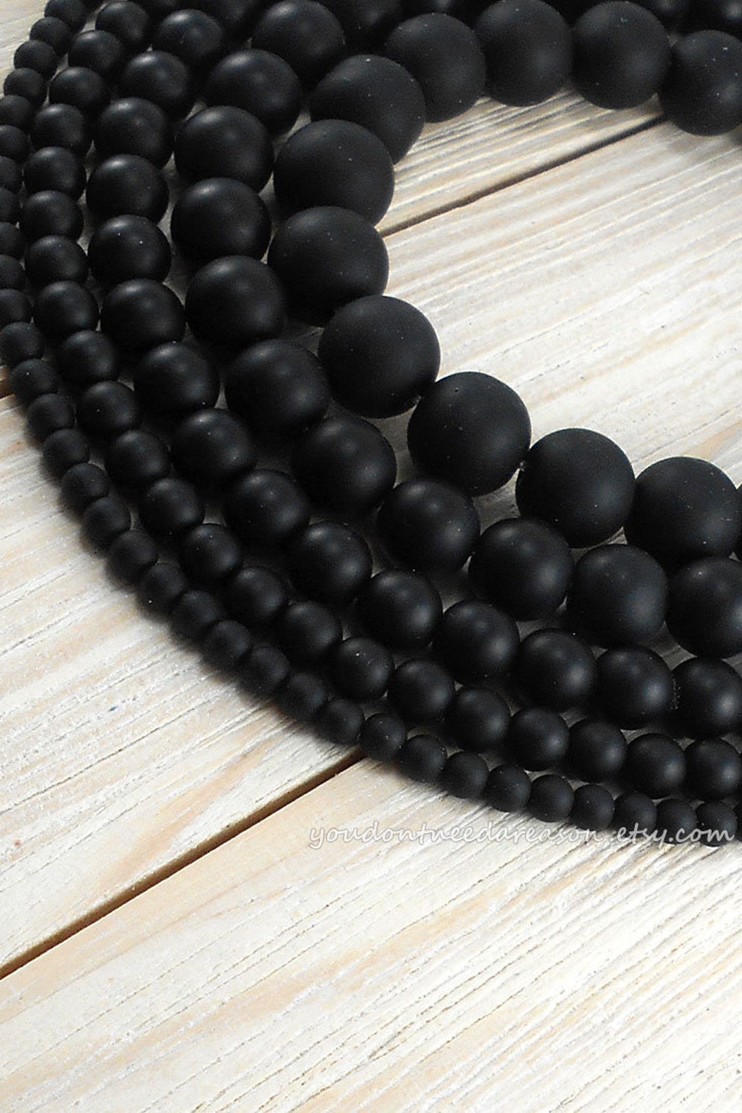 Synthetic Frosted Black Stone Round Beads | Black Gemstone Beads ...