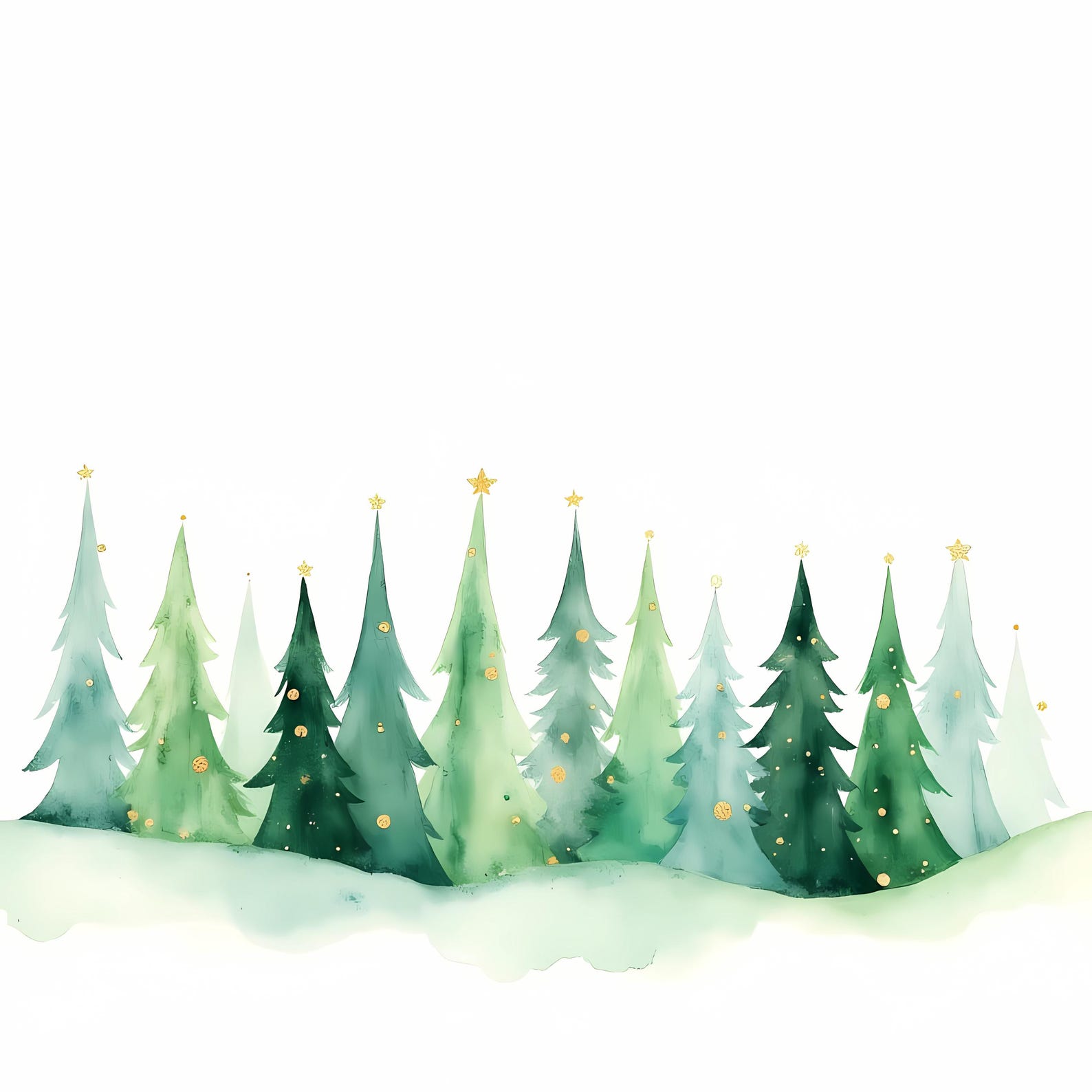 Watercolor Christmas Trees Clipart, 10 High Res Jpgs for Junk ...
