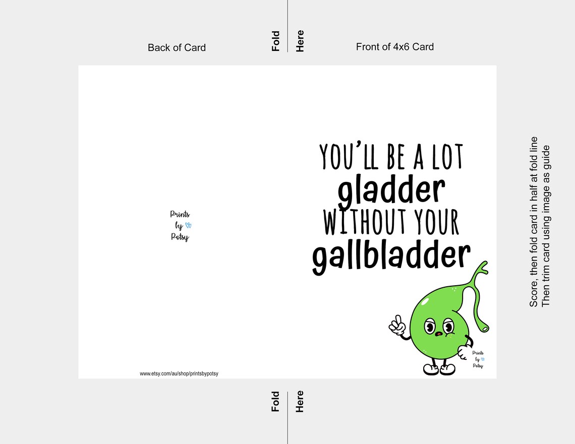 Printable Gallbladder Removal Card, Gallbladder Surgery Card, Funny ...