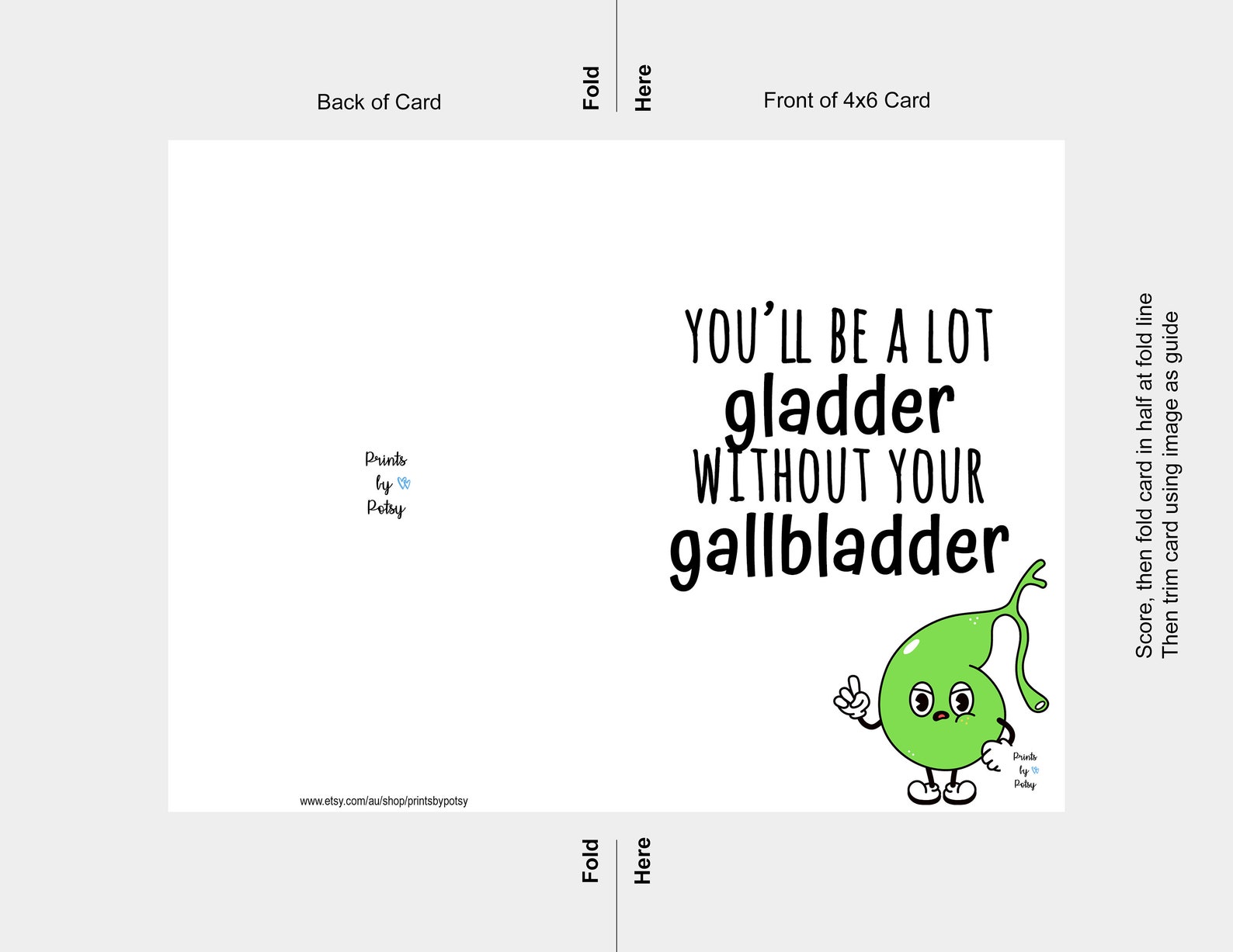 Printable Gallbladder Removal Card, Gallbladder Surgery Card, Funny ...