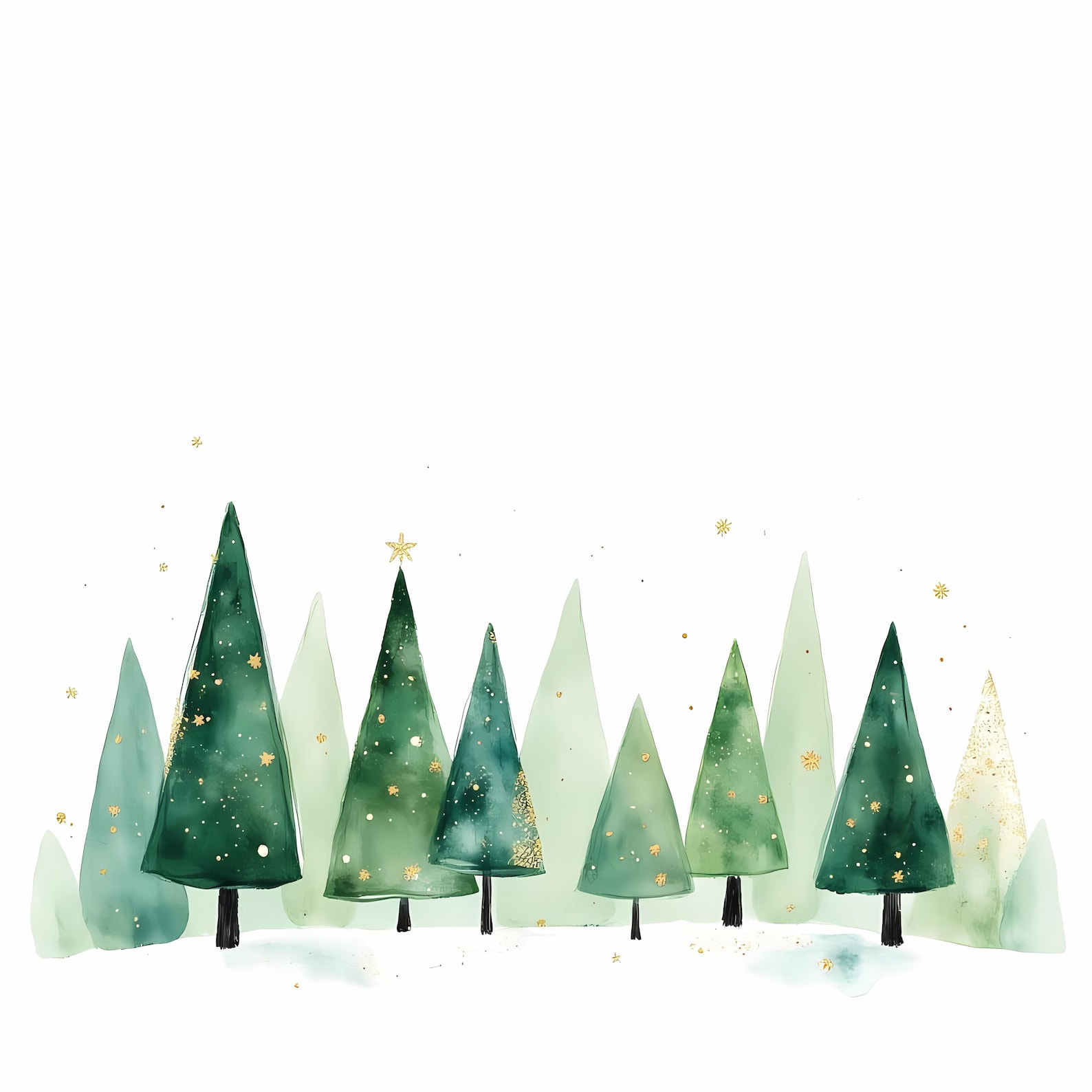 Watercolor Christmas Trees Clipart, 10 High Res Jpgs for Junk ...