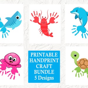 Printable Sea Animals Handprint Art Bundle, Daycare Keepsake, Preschool ...