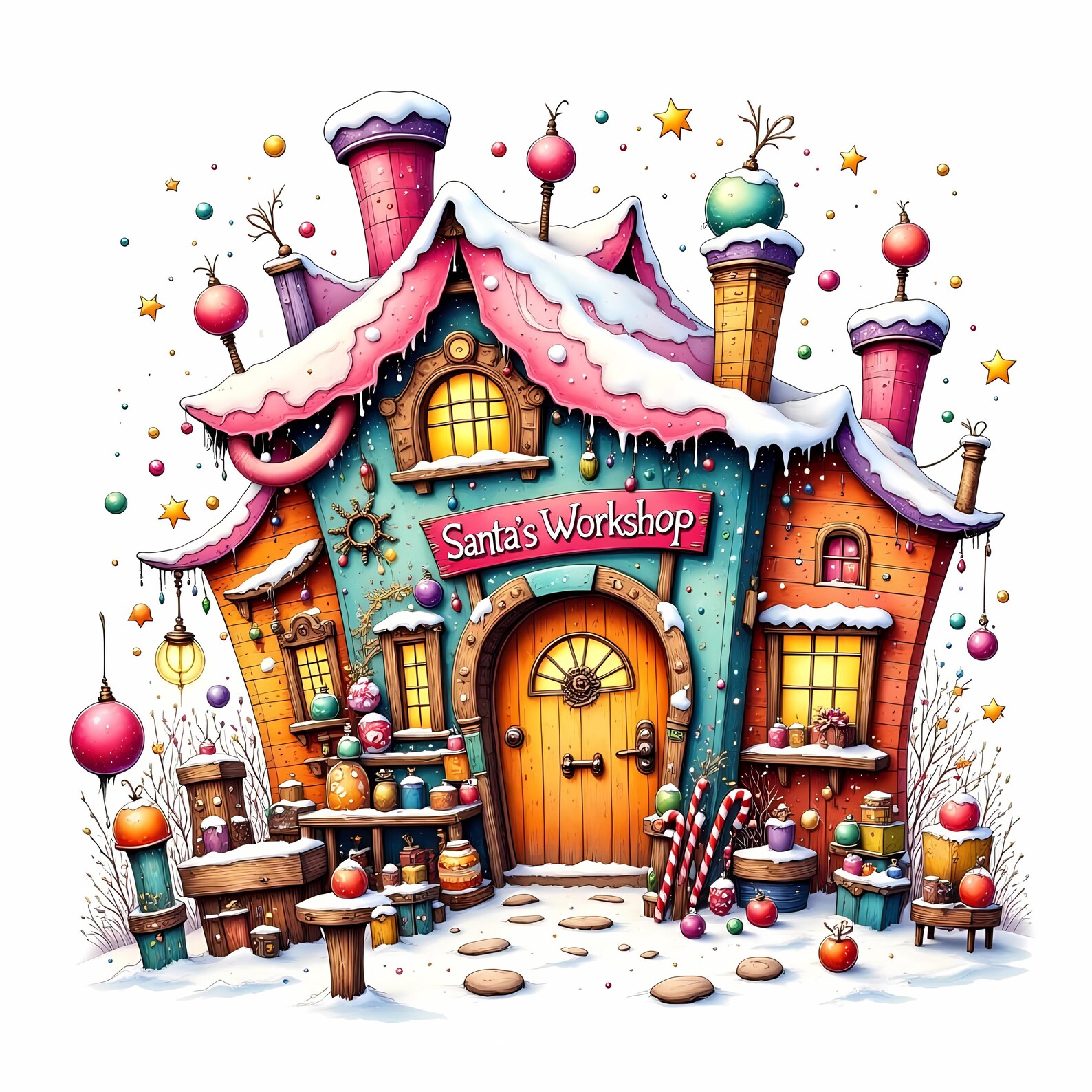 10 Santa's Workshop Clip Art, High Res Whimsical Jpgs, Junk Journal ...