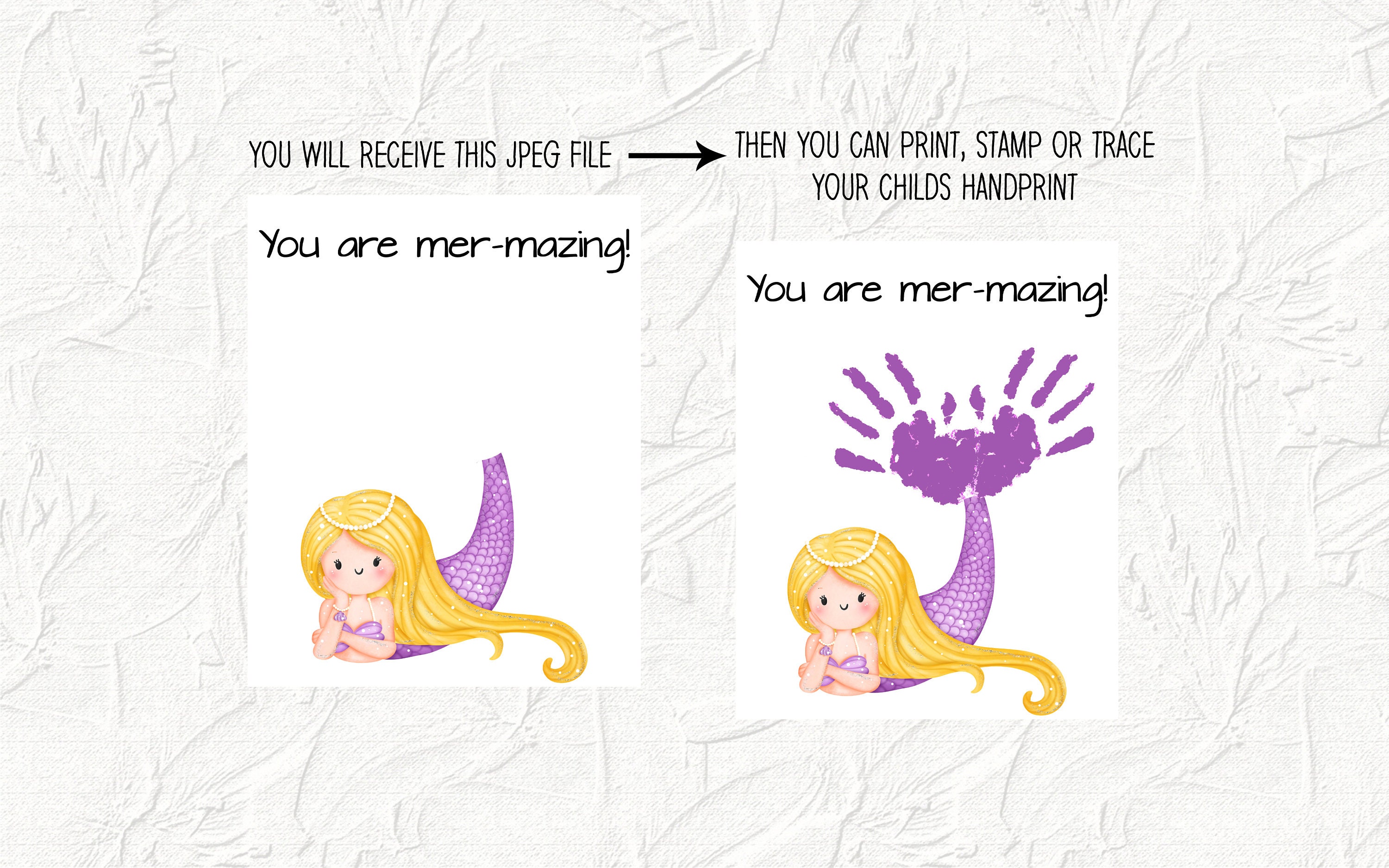 Printable Mermaid Handprint Art, Summer Handprint Craft, Handprint Gift ...