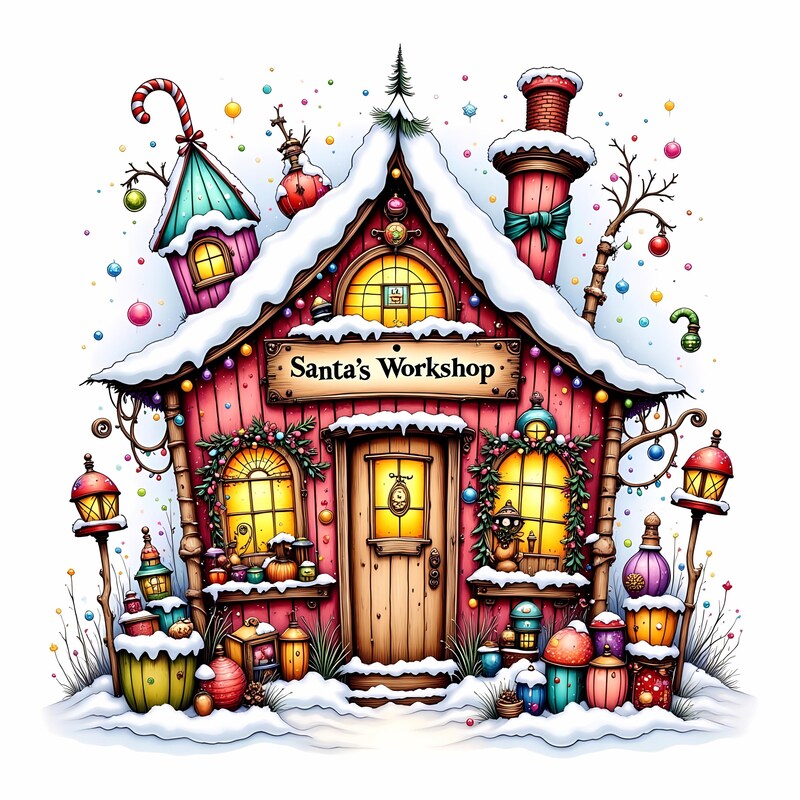 Santas Workshop Clipart - Etsy