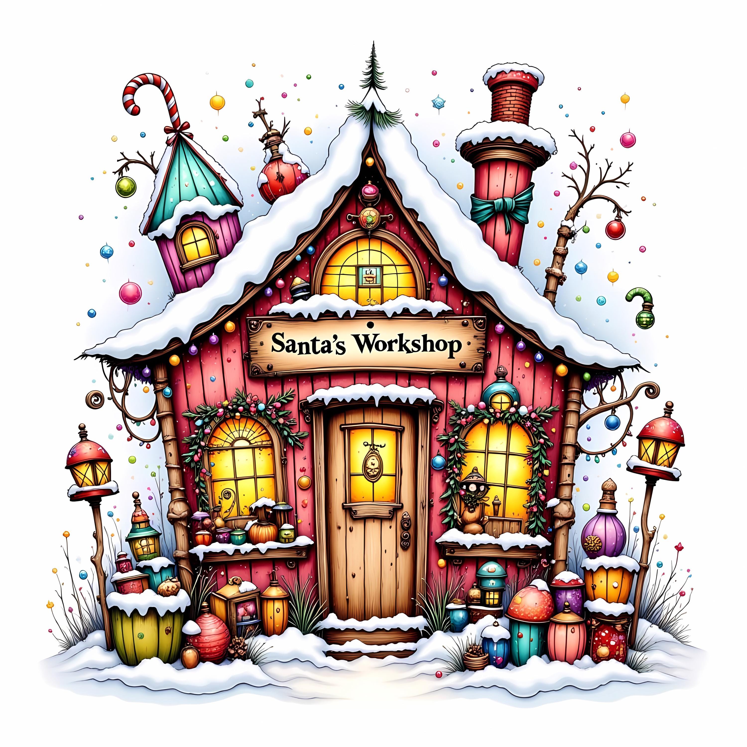 10 Santa's Workshop Clip Art, High Res Whimsical Jpgs, Junk Journal ...