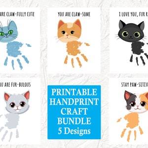 Printable Cat Handprint Craft, Animals Handprint Art Bundle, Day Care ...