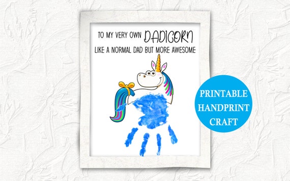 Unicorn Handprint Art Printable Fathers Day Keepsake Art - Etsy