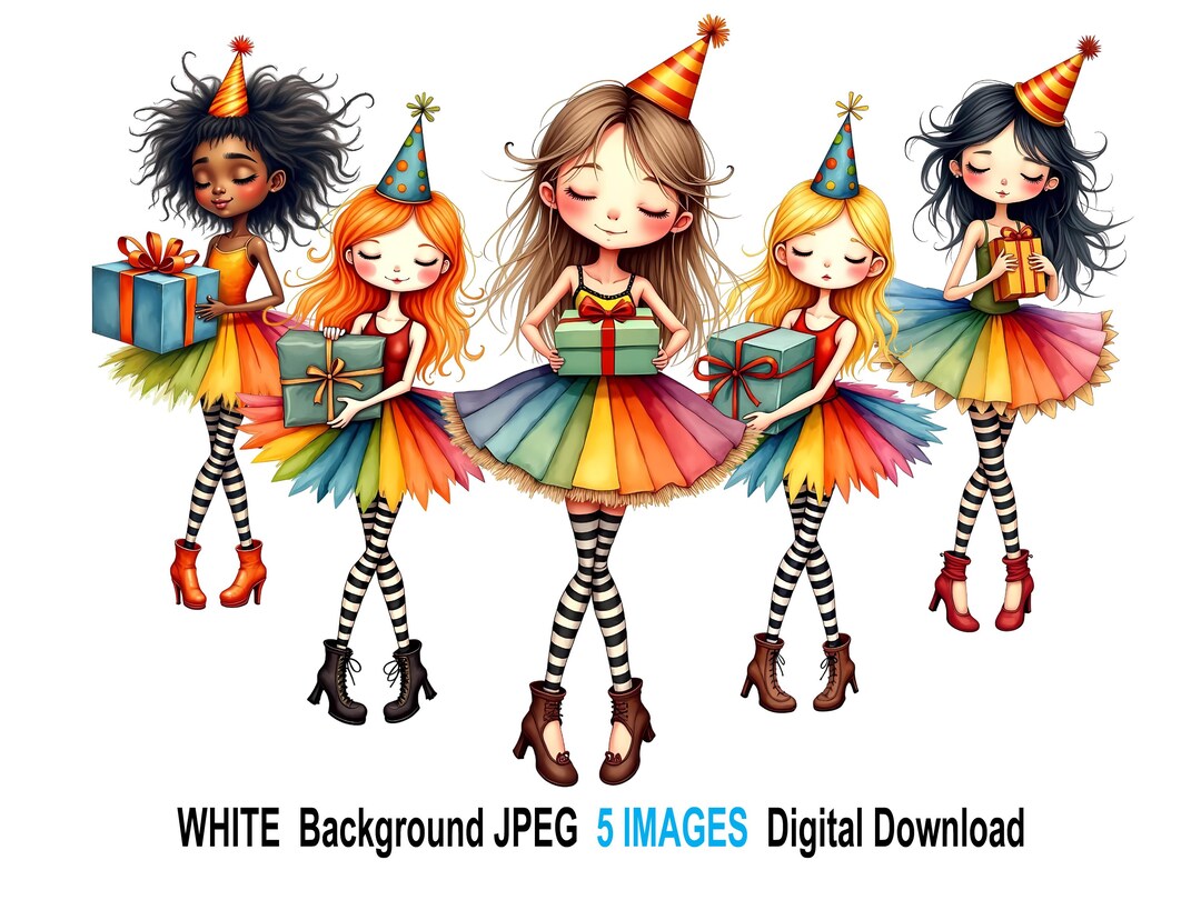 Quirky Birthday Girl Clipart, Junk Journal Girl, Quirky Girl Clipart ...