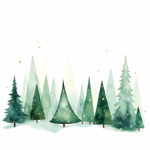 Watercolor Christmas Trees Clipart, 10 High Res Jpgs for Junk ...