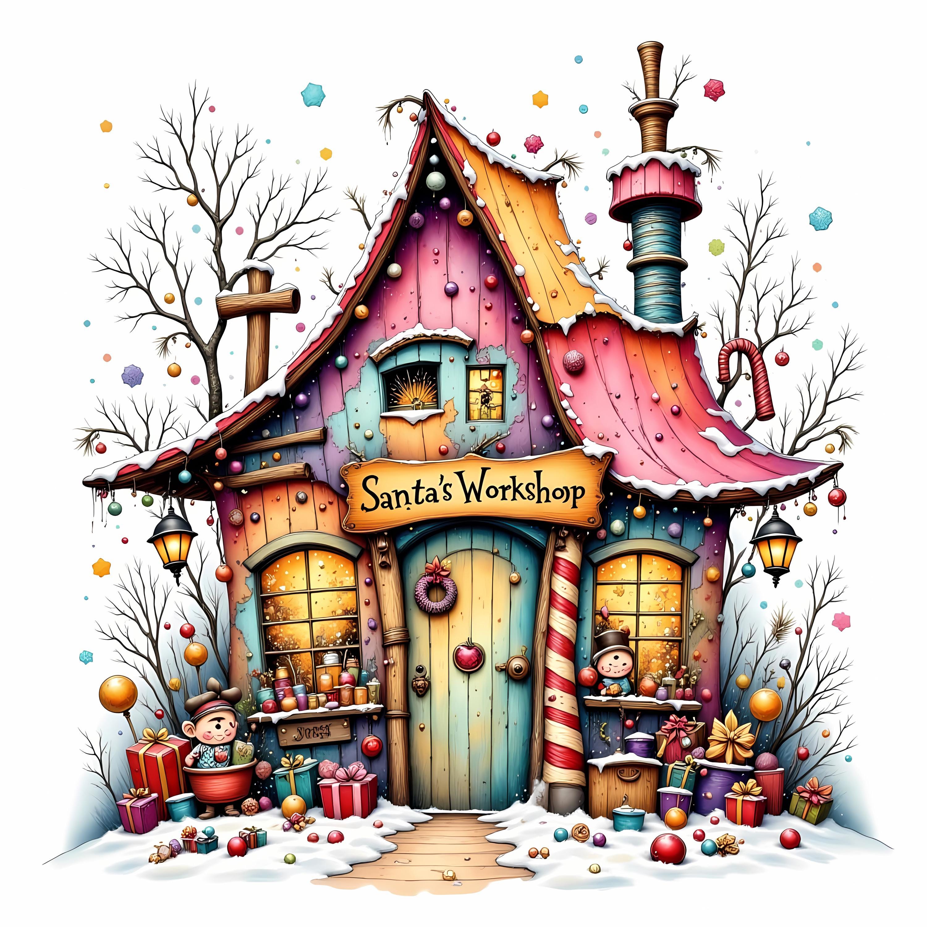 10 Santa's Workshop Clip Art, High Res Whimsical Jpgs, Junk Journal ...