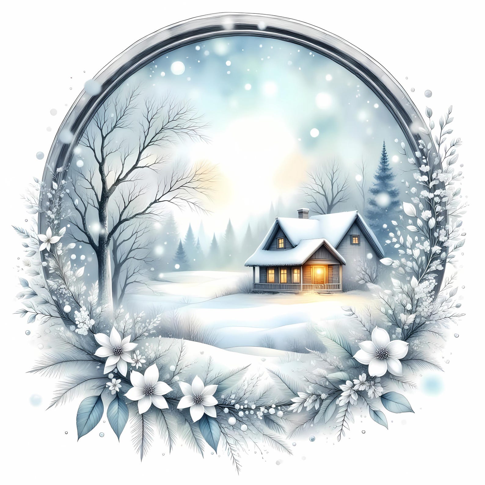 Winter Wonderland Clipart, 10 High Res Watercolor Jpgs, Junk Journaling ...