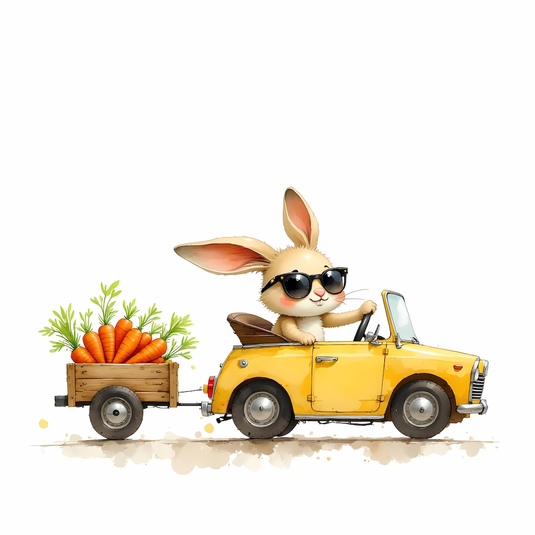 10 Cute Bunny and Carrot Clipart, High Res Watercolor JPG, Scrapbooking ...