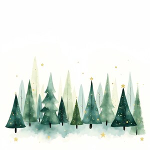 Watercolor Christmas Trees Clipart, 10 High Res Jpgs for Junk ...