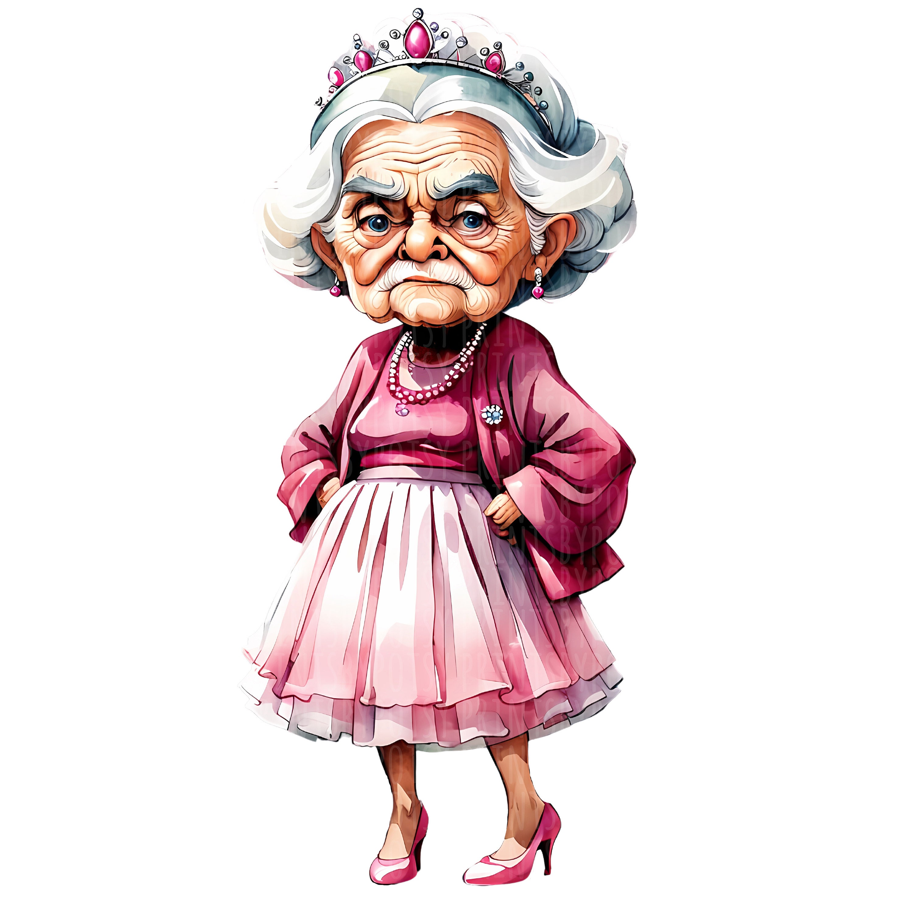 Funny Old Ladies Clipart, Cute Cartoon Grandma Clipart, Watercolour Old ...