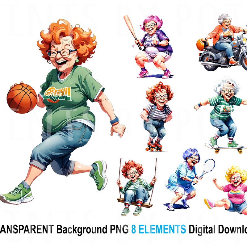 Funny Old Lady Clipart - Etsy