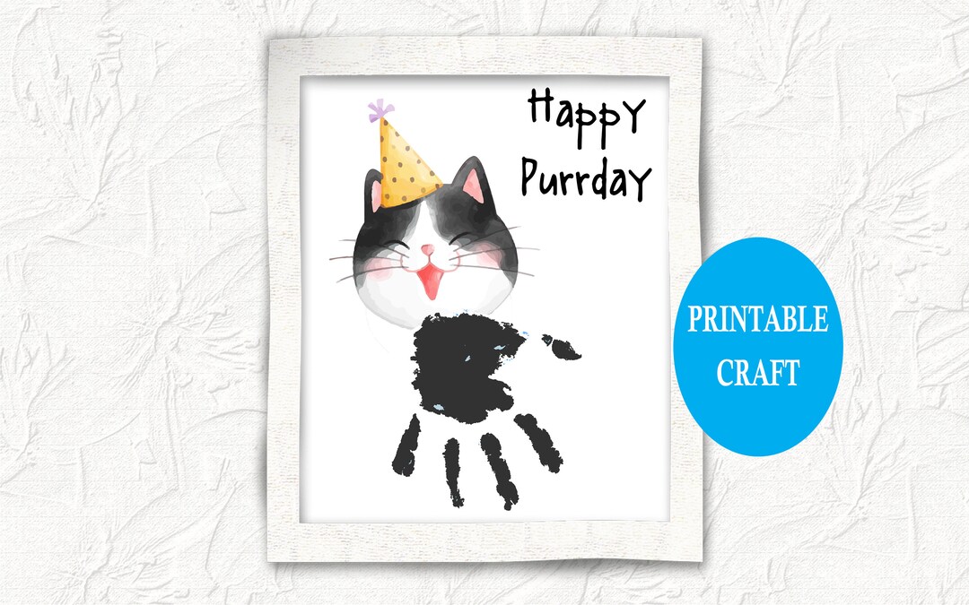 Printable Birthday Handprint Art for Dad, Mum, Grandpa, Grandma, Cat ...
