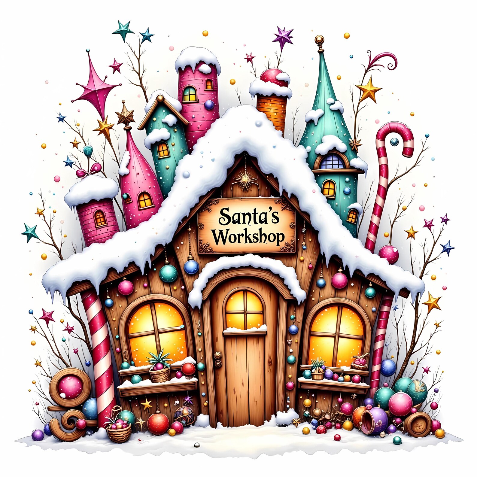 10 Santa's Workshop Clip Art, High Res Whimsical Jpgs, Junk Journal ...