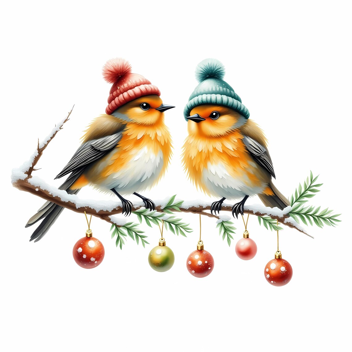 Christmas Birds Clipart, 10 High Res Watercolor Chickadee Jpgs ...