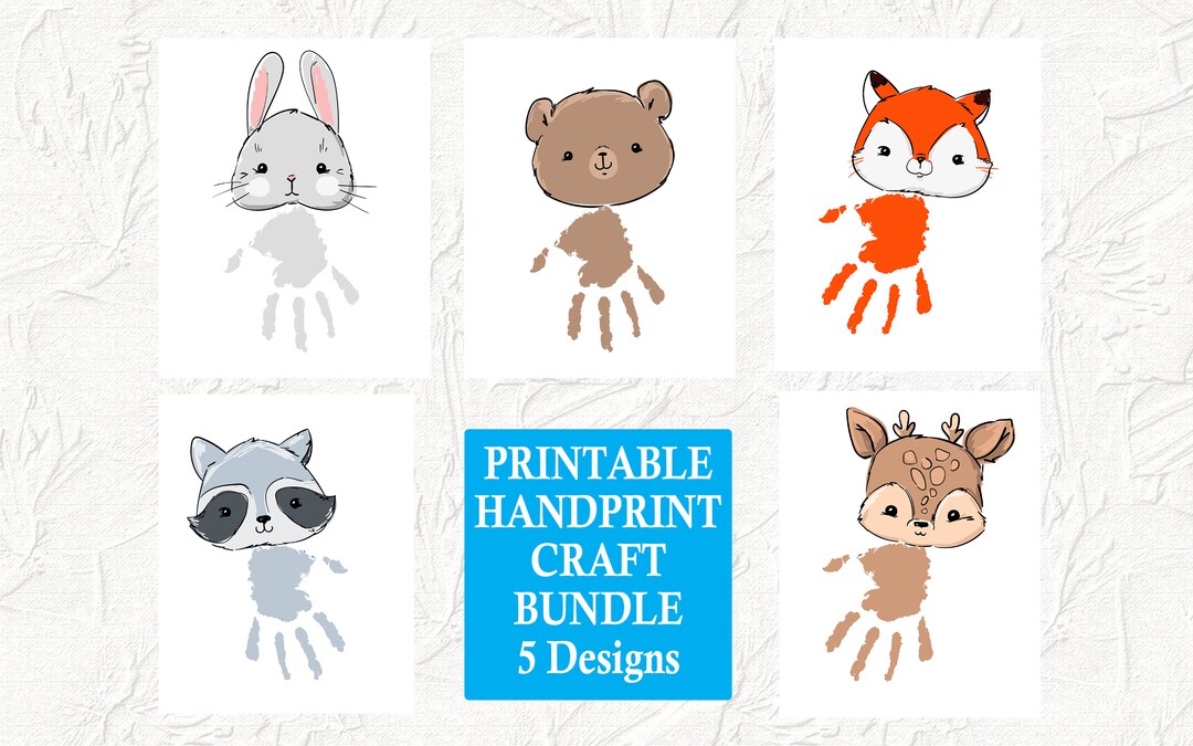 Printable Forest Animals Handprint Art Bundle, Day Care Keepsake ...