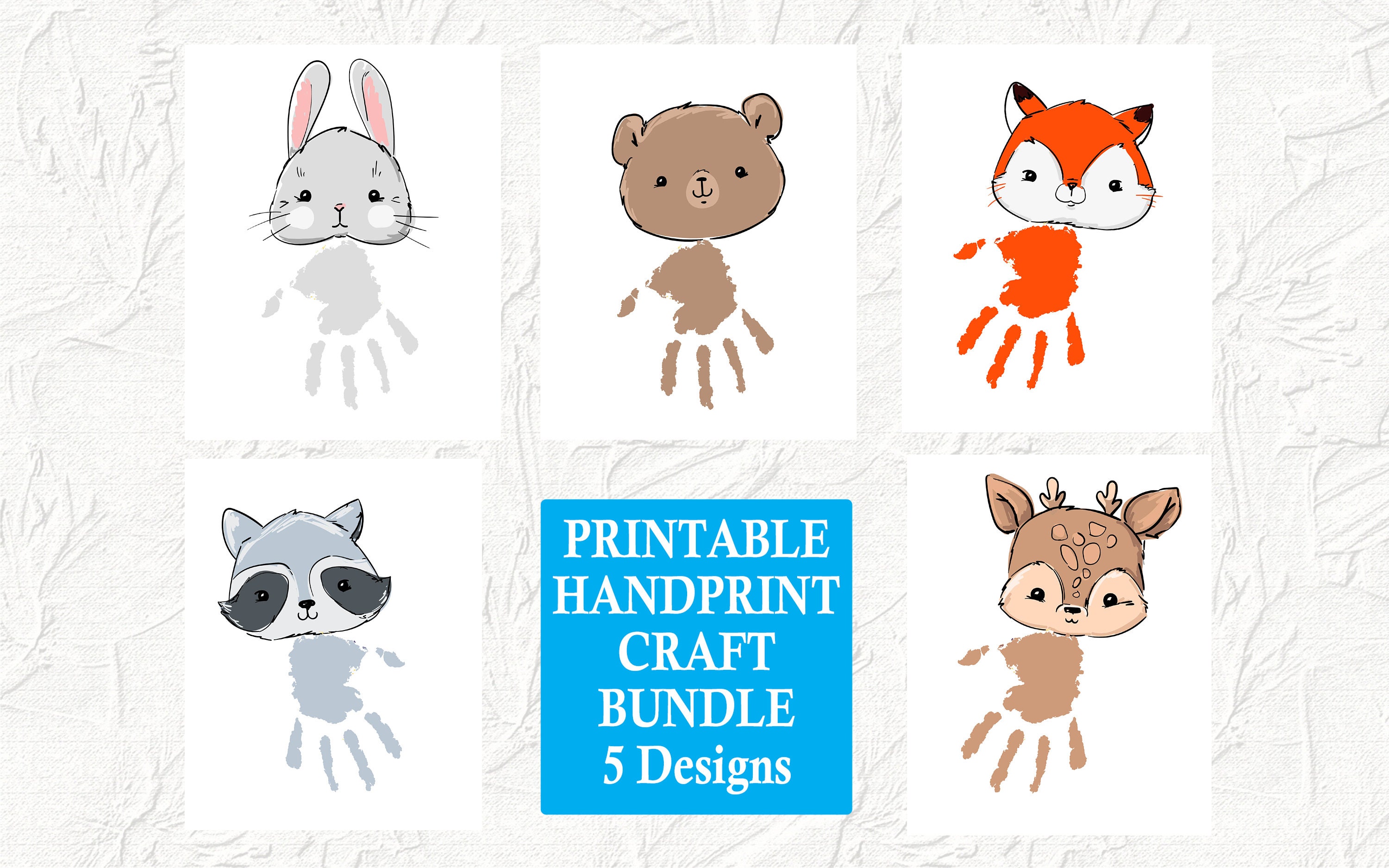 Printable Forest Animals Handprint Art Bundle, Day Care Keepsake ...