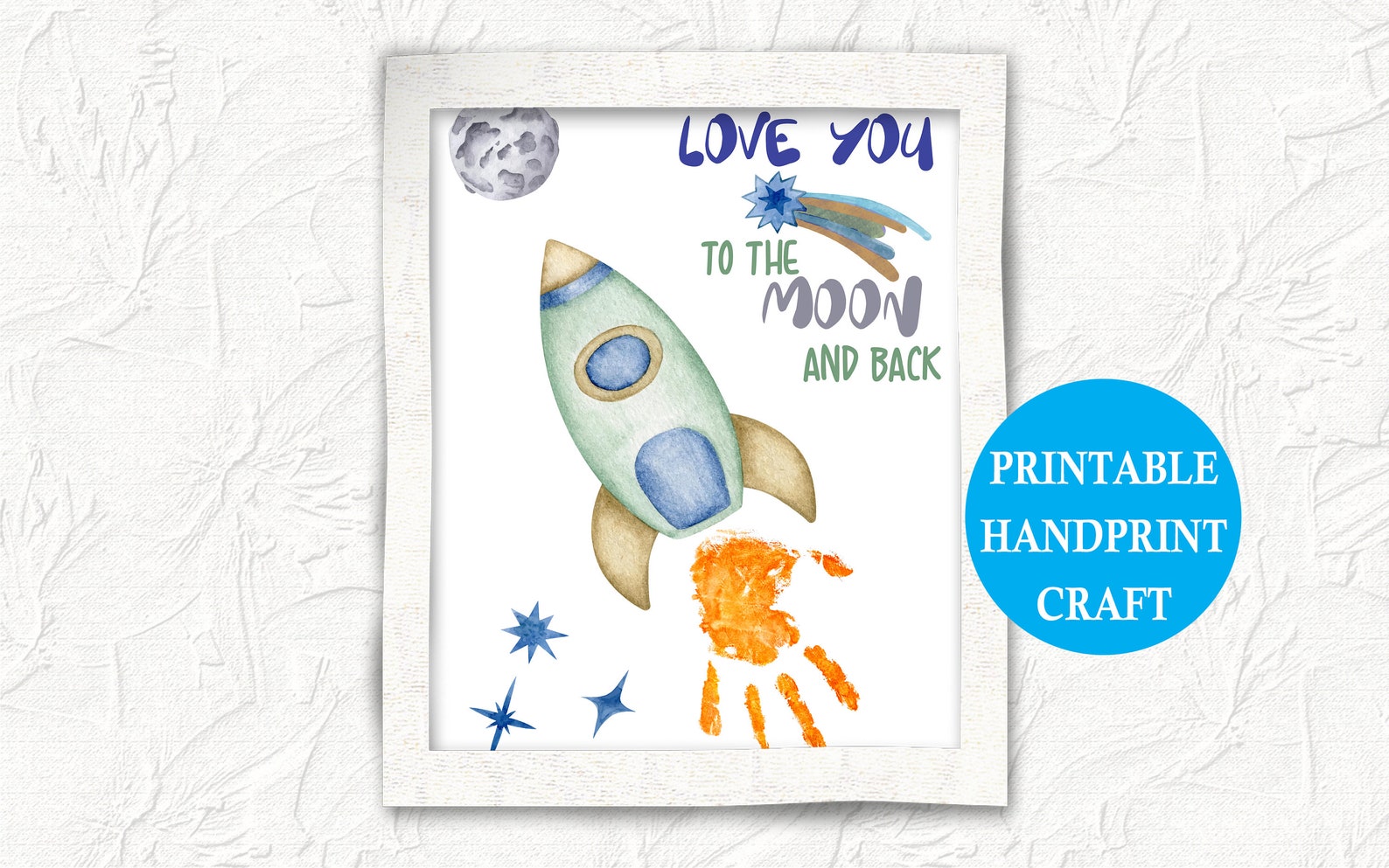 Printable Rocket Handprint Art, Moon Handprint Art, Preschool Handprint ...