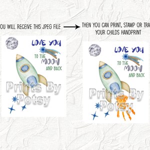 Printable Rocket Handprint Art, Moon Handprint Art, Preschool Handprint ...