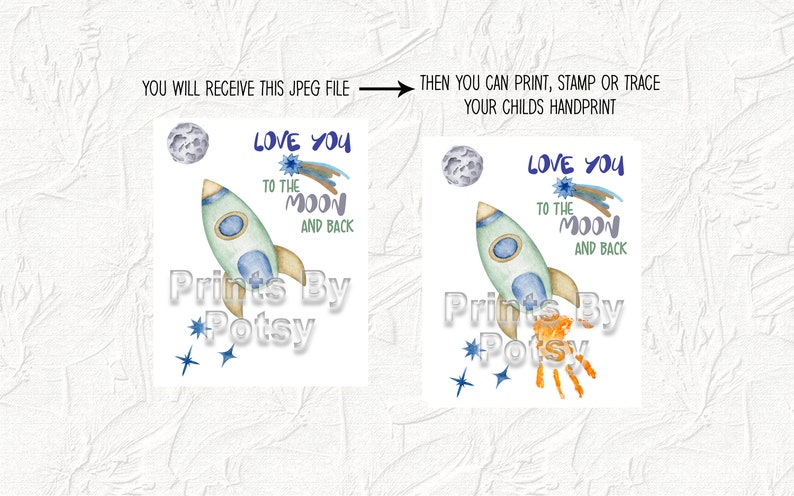 Printable Rocket Handprint Art, Moon Handprint Art, Preschool Handprint ...