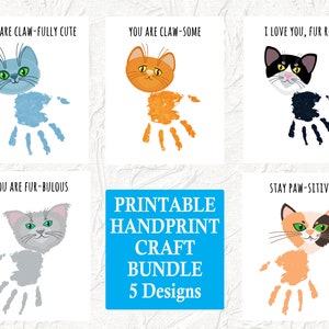Printable Cat Handprint Craft Animals Handprint Art Bundle - Etsy