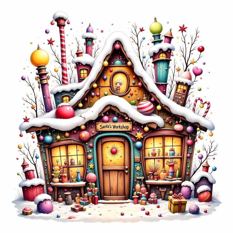 10 Santa's Workshop Clip Art, High Res Whimsical Jpgs, Junk Journal ...