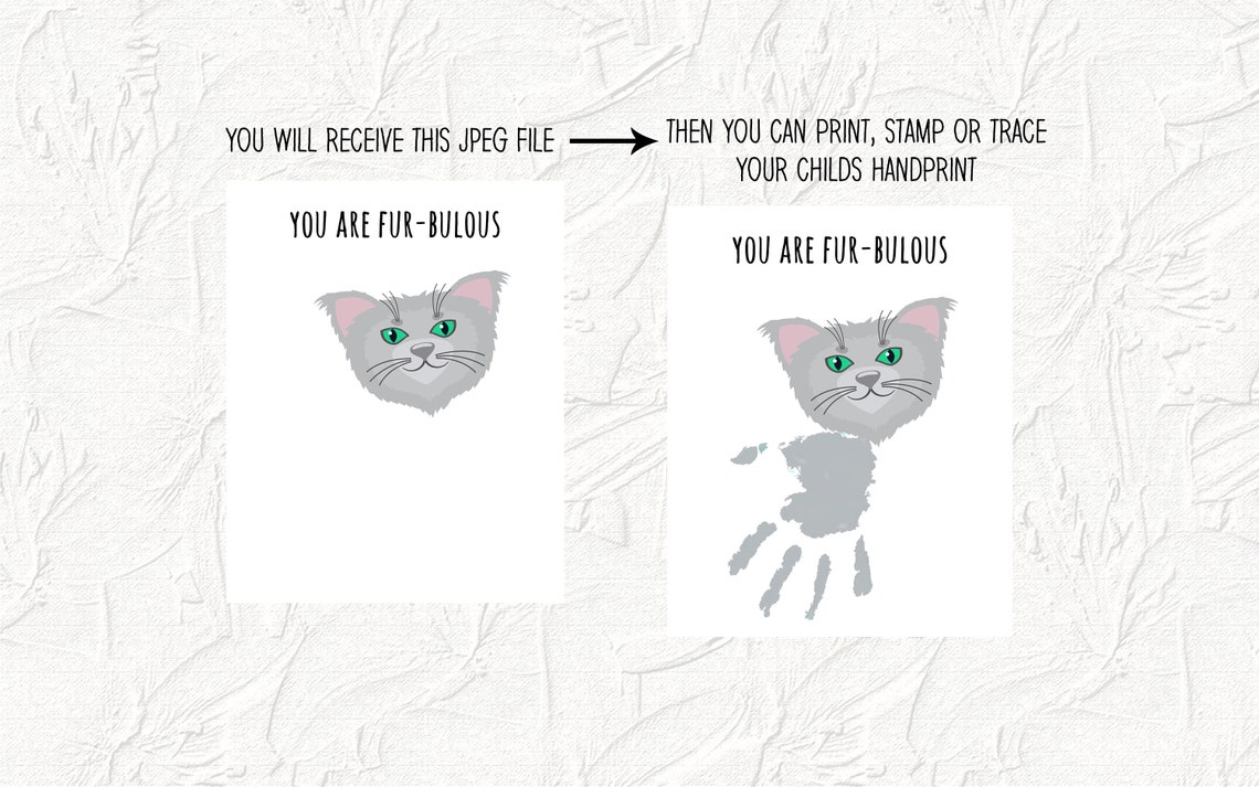 Printable Cat Handprint Craft Animals Handprint Art Bundle | Etsy