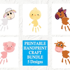 Printable Farm Animals Handprint Art Bundle, Daycare Keepsake ...