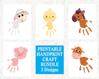 Printable Sea Animals Handprint Art Bundle, Daycare Keepsake, Preschool ...
