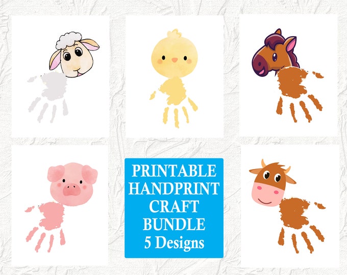 Printable Farm Animals Handprint Art Bundle, Daycare Keepsake ...