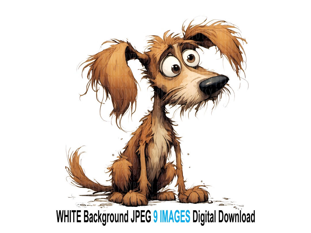 Watercolour Scruffy Dog Clipart, Crazy Dog Clipart, Funny Dog Clipart ...