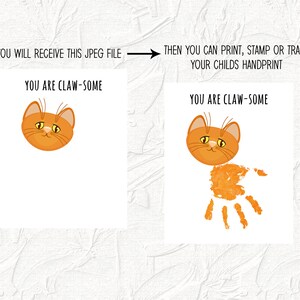 Printable Cat Handprint Craft Animals Handprint Art Bundle | Etsy