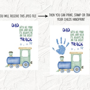 Train Handprint Art, Printable Fathers Day Keepsake Art, Dad Birthday ...