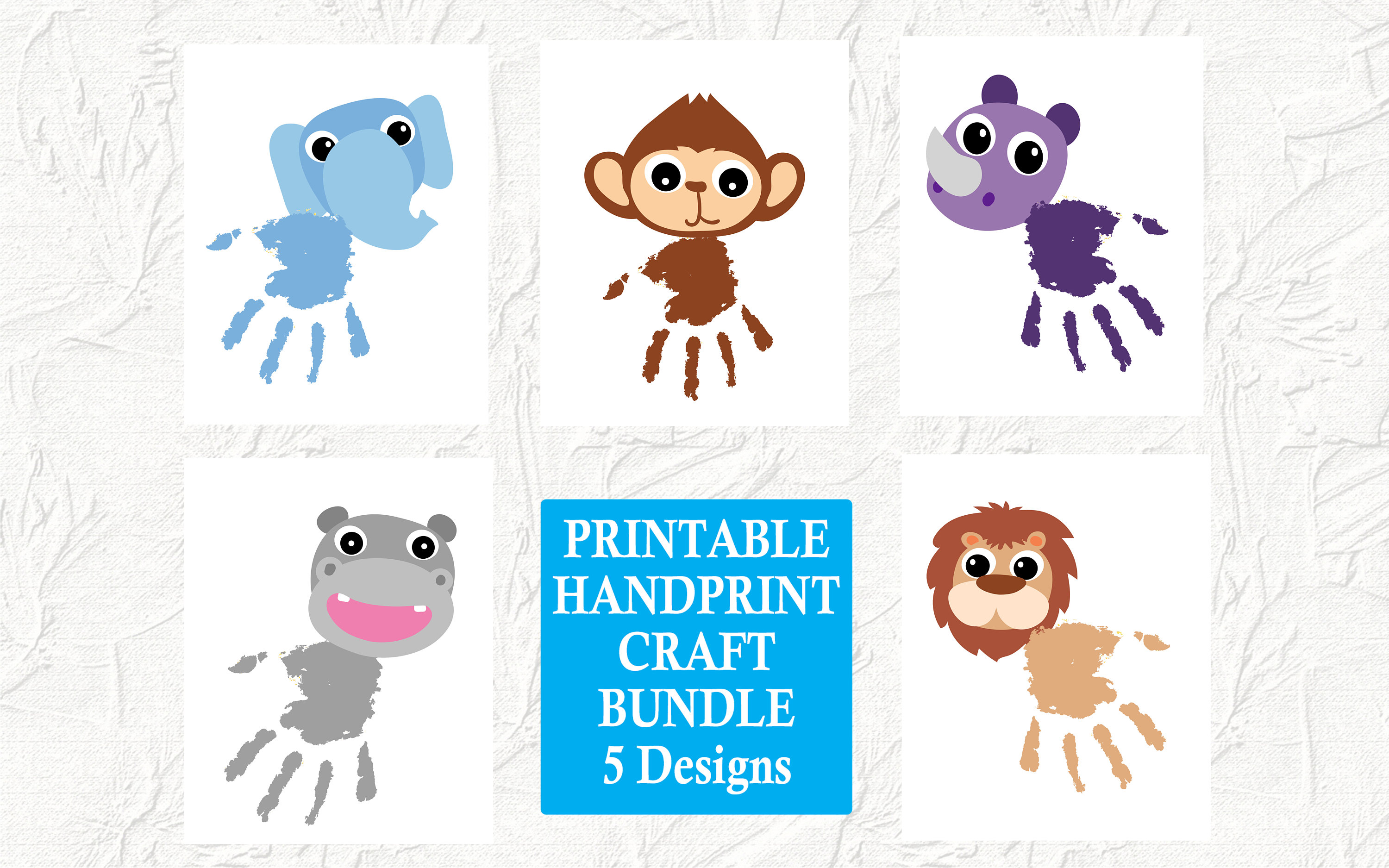 Printable Safari Animals Handprint Art Bundle Daycare - Etsy