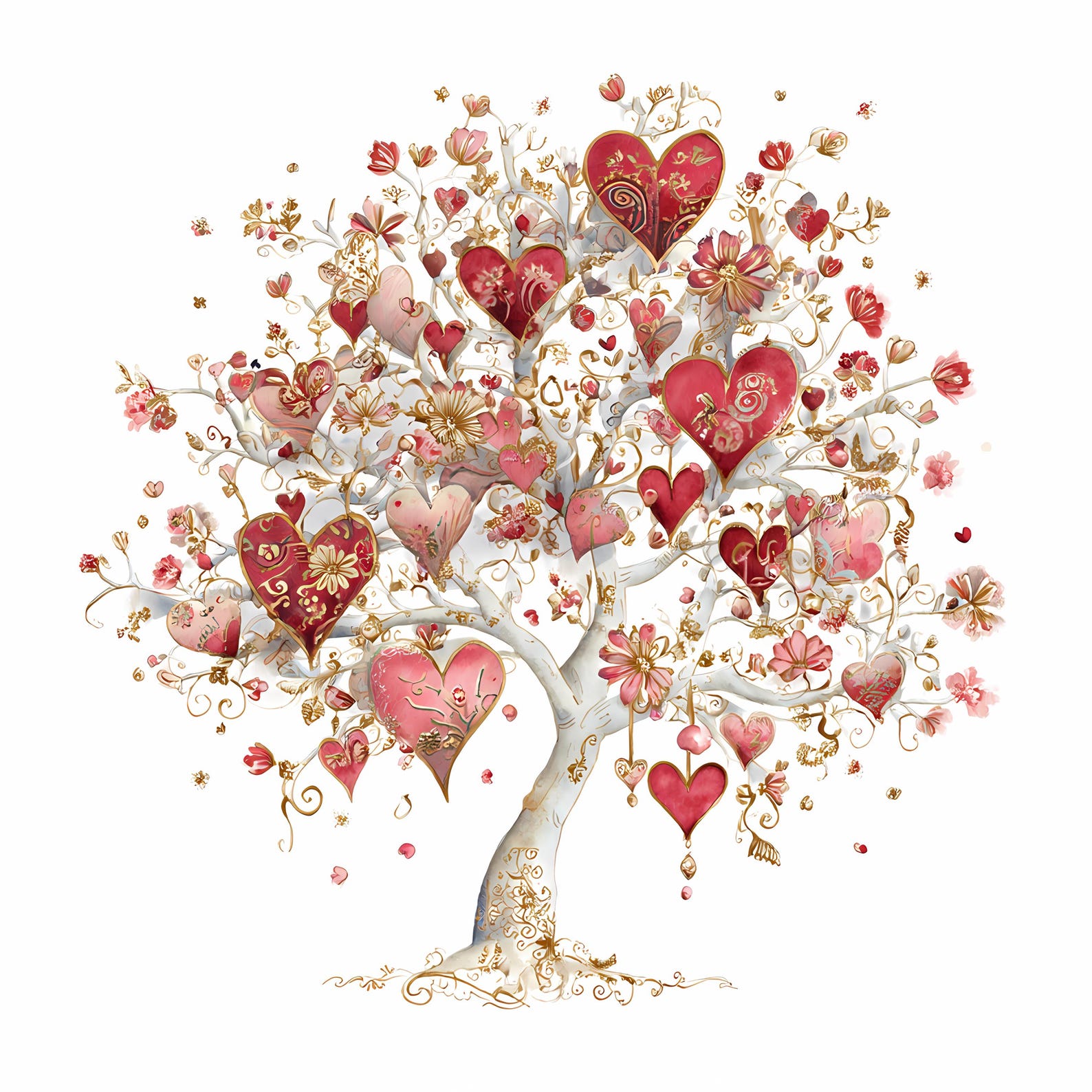 Valentines Day Heart Tree Clipart, 10 High Res Love Jpgs, Card Making ...