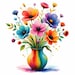 10 Vase of Flowers Clip Art, High Res JPG, Rainbow Watercolor Clipart ...