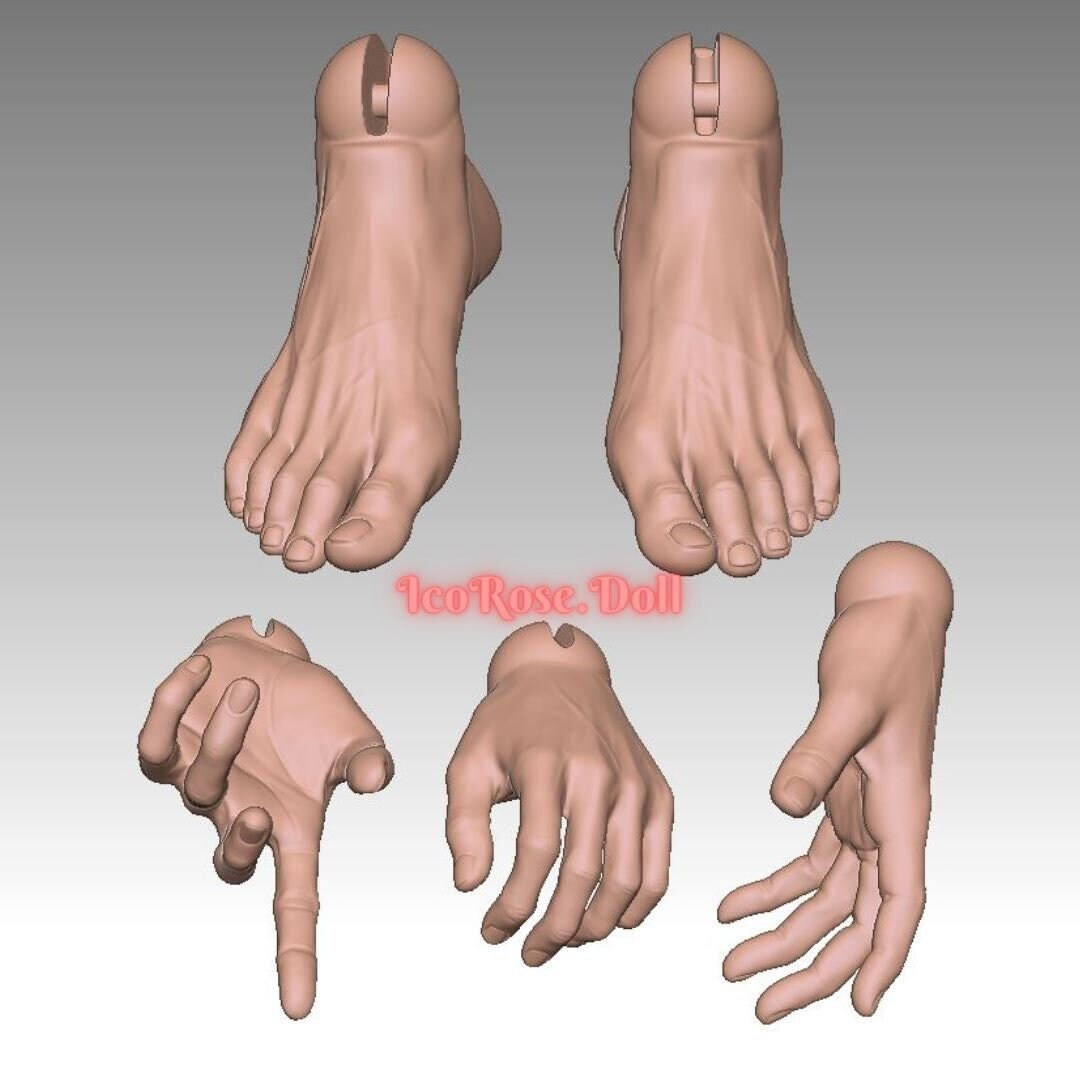 3D BJD Model Set_bjd_sd_3 Types of Feet and Hands_stl Bjd Doll | Etsy ...